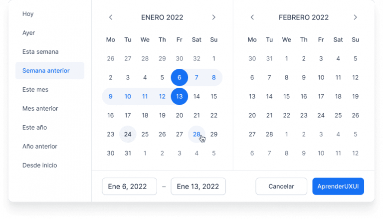 Selección de fechas con datepicker y calendario - Aprender UX UI Selección de fechas con datepicker y calendario - Aprender UX UI